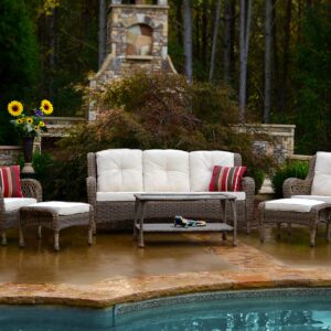 Tortuga Outdoor Rio Vista 6 Piece Sofa Patio Furniture Set, Brown and Beige