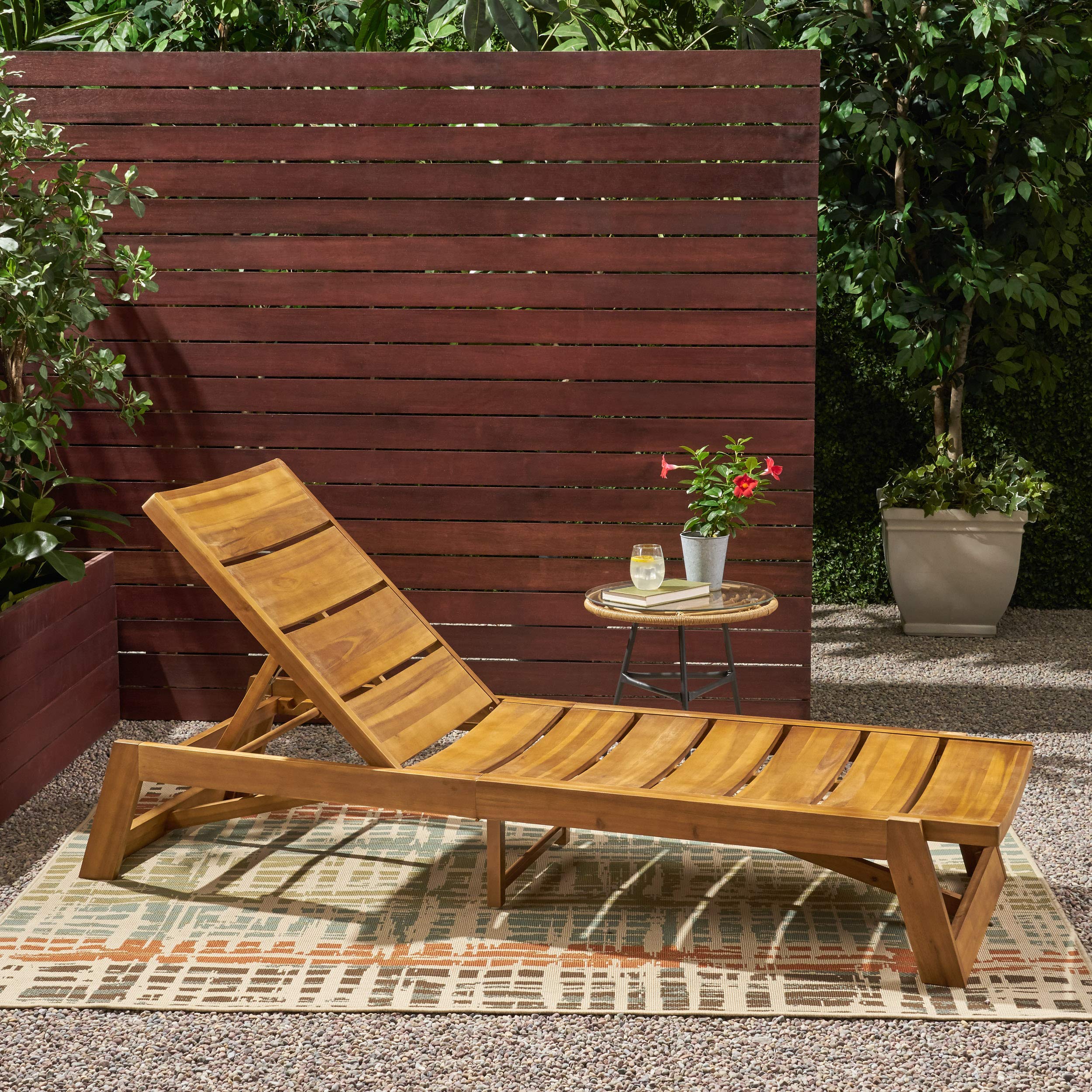 GDFStudio Outdoor Wood and Iron Chaise Lounge, and Yellow