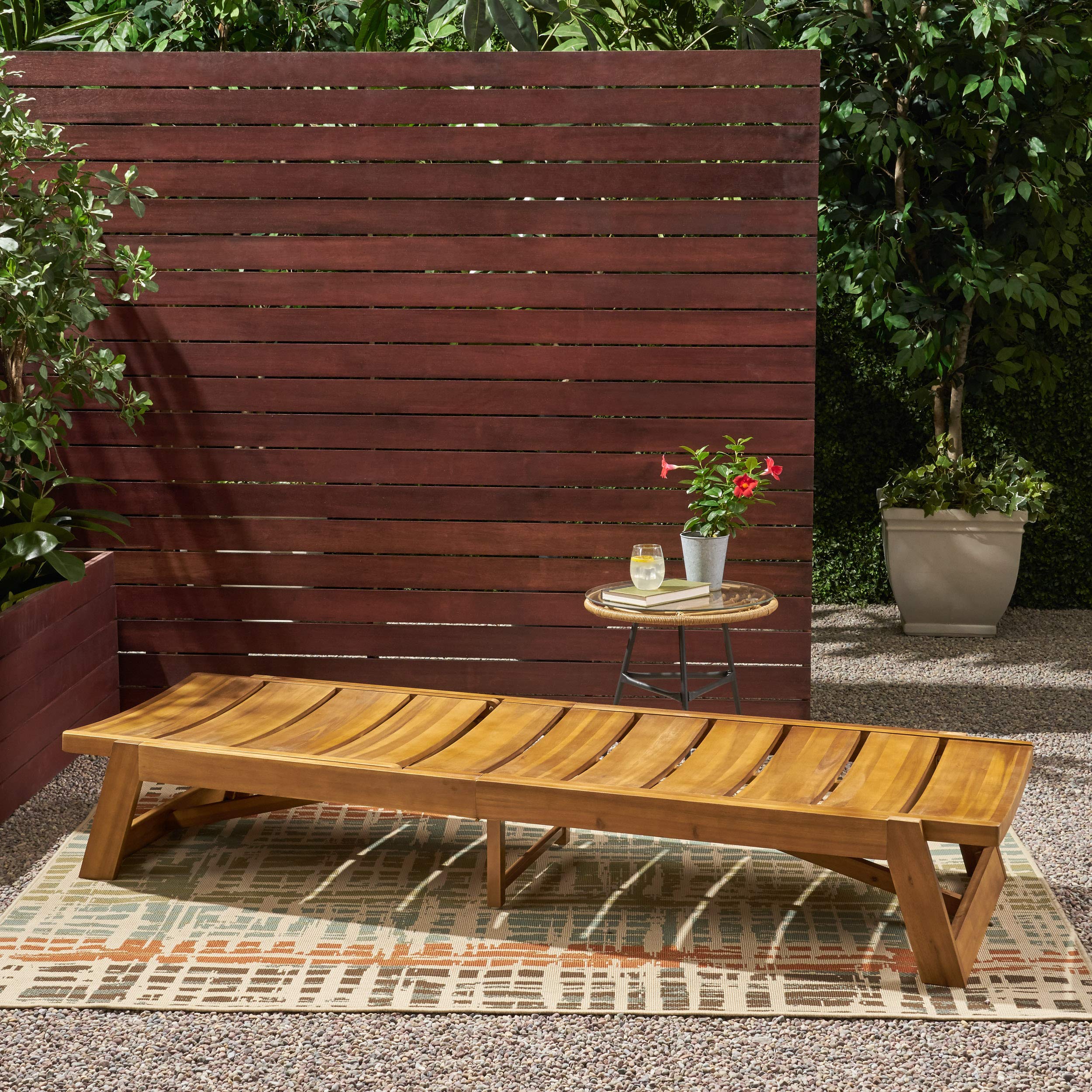 GDFStudio Outdoor Wood and Iron Chaise Lounge, and Yellow