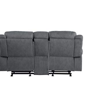 Acme Zubaida Reclining Loveseat with USB Dock and Console in 2-Tone Gray Velvet