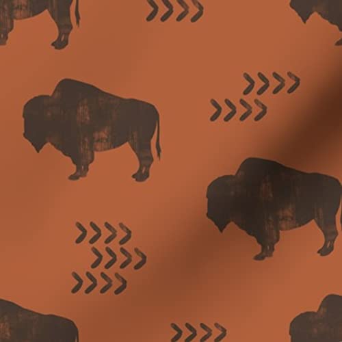 Spoonflower Fabric - Distressed Buffalo Brown Rust Bison Southwestern Trendy Boy Boho Printed on Petal Signature Cotton Fabric by The Yard - Sewing Quilting Apparel Crafts Decor