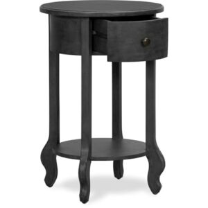 Finch James Round Wooden Accent Side Table with 1 Drawer, Traditional Living Room or Bedside Nightstand, Extra Storage for Small Space, 15" Width, Dark Gray