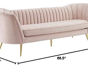 Modway EEI-3453 Opportunity Channel Tufted Curved Back Upholstered Performance Velvet Sofa in Pink