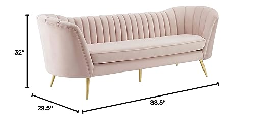 Modway EEI-3453 Opportunity Channel Tufted Curved Back Upholstered Performance Velvet Sofa in Pink