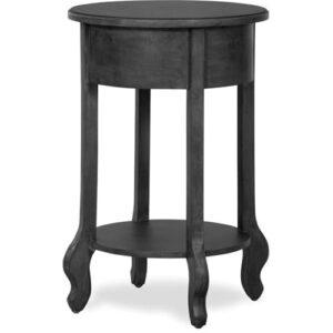 Finch James Round Wooden Accent Side Table with 1 Drawer, Traditional Living Room or Bedside Nightstand, Extra Storage for Small Space, 15" Width, Dark Gray