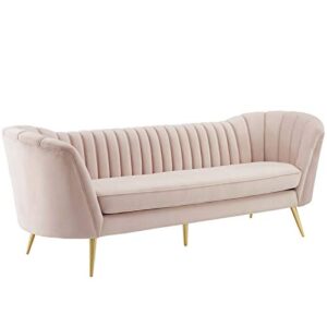 Modway EEI-3453 Opportunity Channel Tufted Curved Back Upholstered Performance Velvet Sofa in Pink