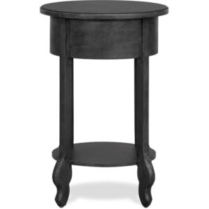 Finch James Round Wooden Accent Side Table with 1 Drawer, Traditional Living Room or Bedside Nightstand, Extra Storage for Small Space, 15" Width, Dark Gray