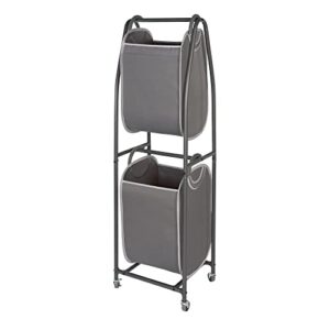 neatfreak - 2 tier laundry sorter - laundry hamper with wheels & 2 x laundry basket tote bags for dirty clothes, towels, blankets, bathroom storage & laundry room organization