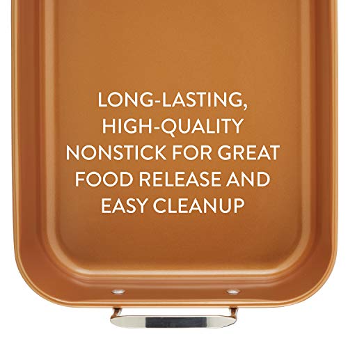 Ayesha Curry Nonstick Roaster / Roasting Pan with Rack - 11 Inch x 15 Inch, Brown