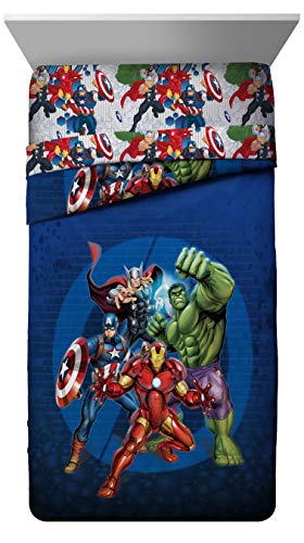 Jay Franco Marvel Avengers Blue Circle Bed Set, Twin