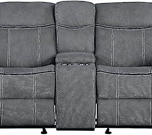 Acme Zubaida Reclining Loveseat with USB Dock and Console in 2-Tone Gray Velvet