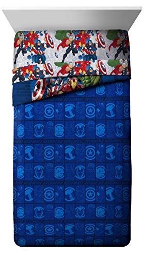 Jay Franco Marvel Avengers Blue Circle Bed Set, Twin