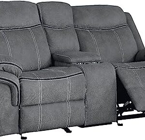 Acme Zubaida Reclining Loveseat with USB Dock and Console in 2-Tone Gray Velvet