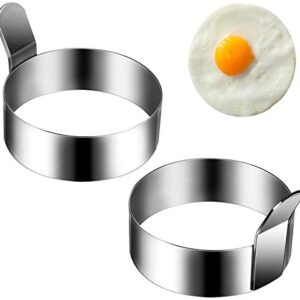 Winkeyes 4pcs 3.5 Inch Stainless Steel Round Pancake Rings Egg Rings, Non Stick Fried Egg Mold, Pancakes Maker Molds, Breakfast Egg Sandwich Cooker Maker (3.5inch)