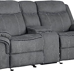 Acme Zubaida Reclining Loveseat with USB Dock and Console in 2-Tone Gray Velvet