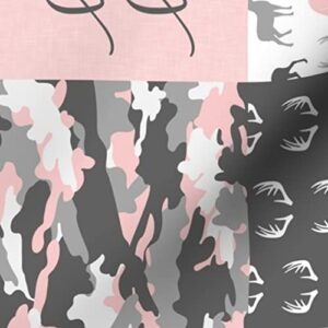 Spoonflower Fabric - You Loved Little Lady Pink Grey Camo Woodland Patchwork Girl Printed on Petal Signature Cotton Fabric by The Yard - Sewing Quilting Apparel Crafts Decor