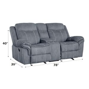 Acme Zubaida Reclining Loveseat with USB Dock and Console in 2-Tone Gray Velvet