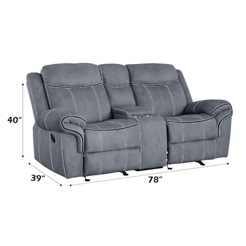 Acme Zubaida Reclining Loveseat with USB Dock and Console in 2-Tone Gray Velvet