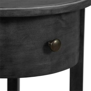 Finch James Round Wooden Accent Side Table with 1 Drawer, Traditional Living Room or Bedside Nightstand, Extra Storage for Small Space, 15" Width, Dark Gray