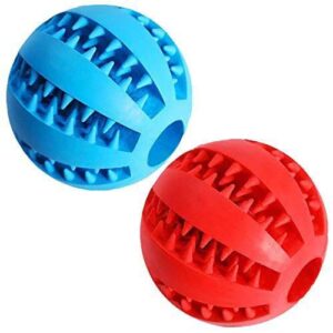 feixun dog treat toy ball, dog tooth cleaning toy, interactive dog toys 2.8" pack of 2