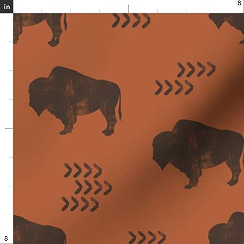 Spoonflower Fabric - Distressed Buffalo Brown Rust Bison Southwestern Trendy Boy Boho Printed on Petal Signature Cotton Fabric by The Yard - Sewing Quilting Apparel Crafts Decor