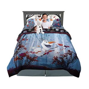 franco kids bedding comforter with sheets and cuddle pillow bedroom set, 6 piece full size, disney frozen 2 olaf