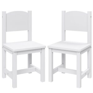 timy toddler wooden chair pair, kids furniture for eating, reading, playing 2 pack (white)