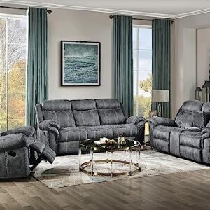 Acme Zubaida Reclining Loveseat with USB Dock and Console in 2-Tone Gray Velvet