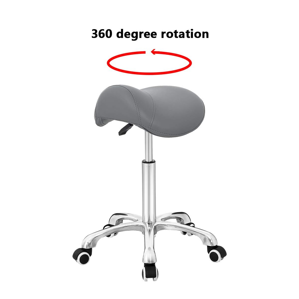 Antlu Saddle Stool Rolling Chair for Office Massage Salon Kitchen Spa Drafting,Adjustable Hydraulic with Wheels (Grey)