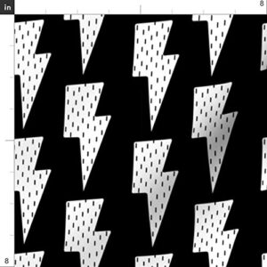 Spoonflower Fabric - Black White Storm Weather Lightning Rain Raindrops Printed on Petal Signature Cotton Fabric by The Yard - Sewing Quilting Apparel Crafts Decor