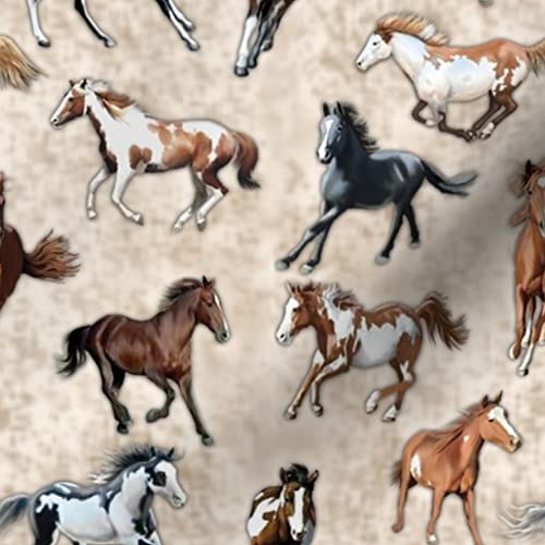 Spoonflower Fabric - Paint Horses Tan Brown Animals Horse Printed on Petal Signature Cotton Fabric by The Yard - Sewing Quilting Apparel Crafts Decor