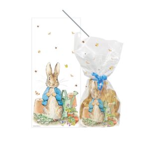 anniversary house official beatrix potter™ peter rabbit™ treat bags, bopp cellophane bags, 12.5 x 28.5cm, pack of 20, including twist ties, party bags for baby showers, 1st birthdays, m569