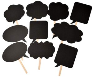 photo booth props kit,writable black paper card board photographing props for wedding birthday prom party favor(10pcs with different shapes)