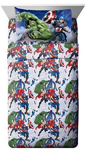 Jay Franco Marvel Avengers Blue Circle Bed Set, Twin