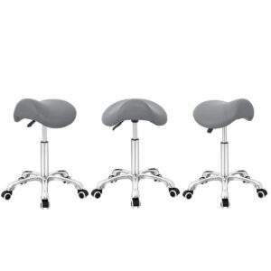 Antlu Saddle Stool Rolling Chair for Office Massage Salon Kitchen Spa Drafting,Adjustable Hydraulic with Wheels (Grey)