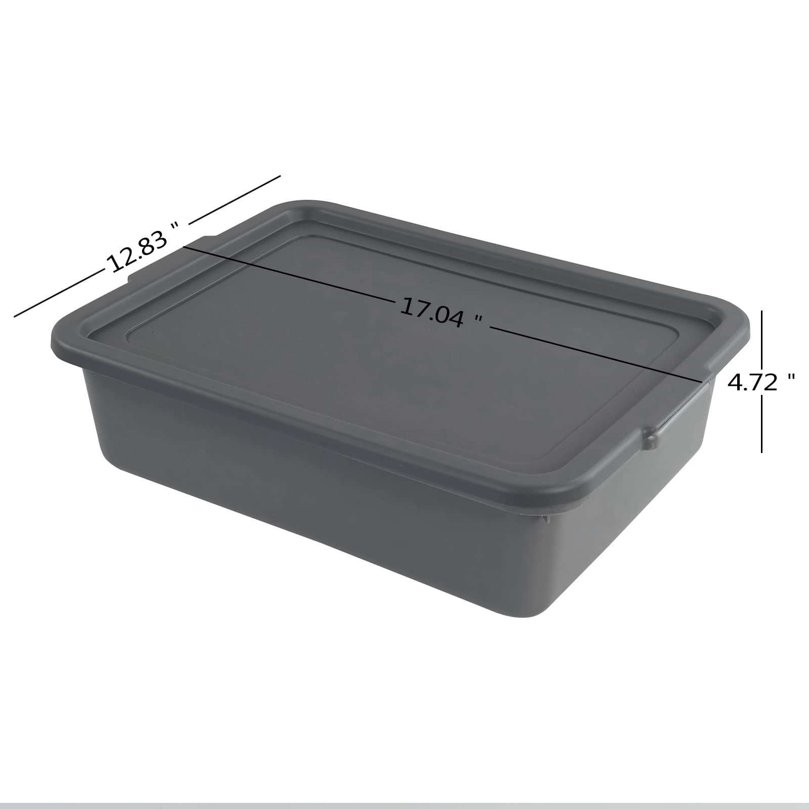 Nicesh 3-Pack 13 L Plastic Commercial Bus Tub, Gray Bus Box with Lid