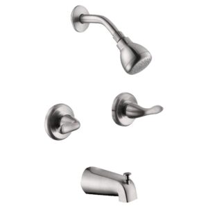 glacier bay constructor 2-handle 1-spray tub and shower faucet in brushed nickel (valve included)