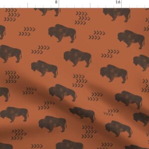 Spoonflower Fabric - Distressed Buffalo Brown Rust Bison Southwestern Trendy Boy Boho Printed on Petal Signature Cotton Fabric by The Yard - Sewing Quilting Apparel Crafts Decor