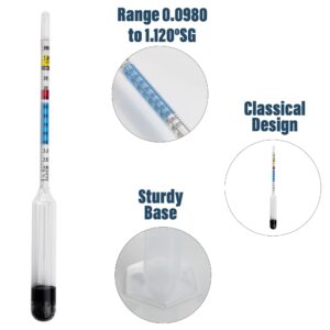 Hydrometer for Wine Making with 100 MM Hydrometer Alcohol Test Jar - Specific Gravity Hydrometer for Wine and Beer Making Testing Kit and Brewing Your Own Homebrew