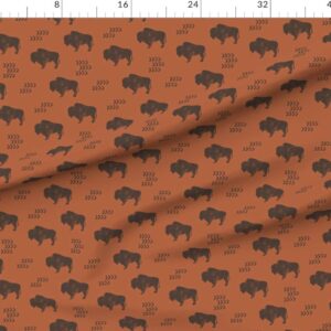 Spoonflower Fabric - Distressed Buffalo Brown Rust Bison Southwestern Trendy Boy Boho Printed on Petal Signature Cotton Fabric by The Yard - Sewing Quilting Apparel Crafts Decor