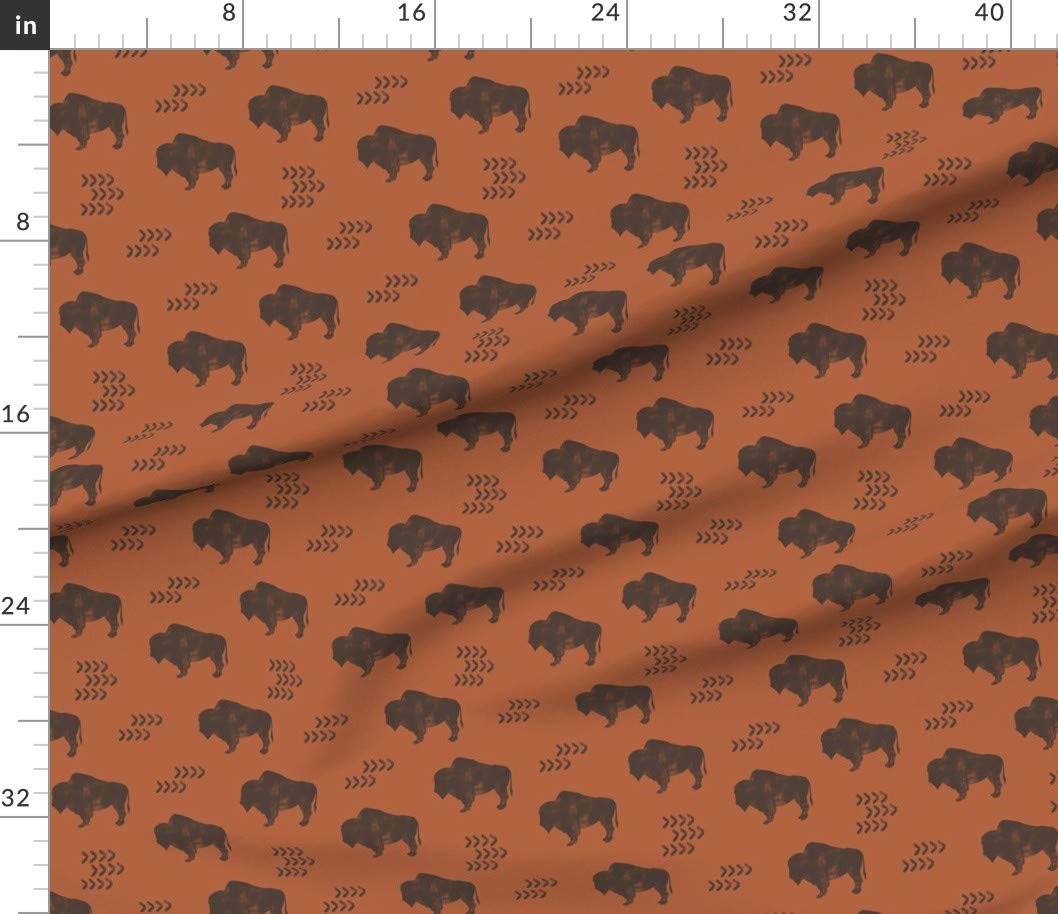 Spoonflower Fabric - Distressed Buffalo Brown Rust Bison Southwestern Trendy Boy Boho Printed on Petal Signature Cotton Fabric by The Yard - Sewing Quilting Apparel Crafts Decor