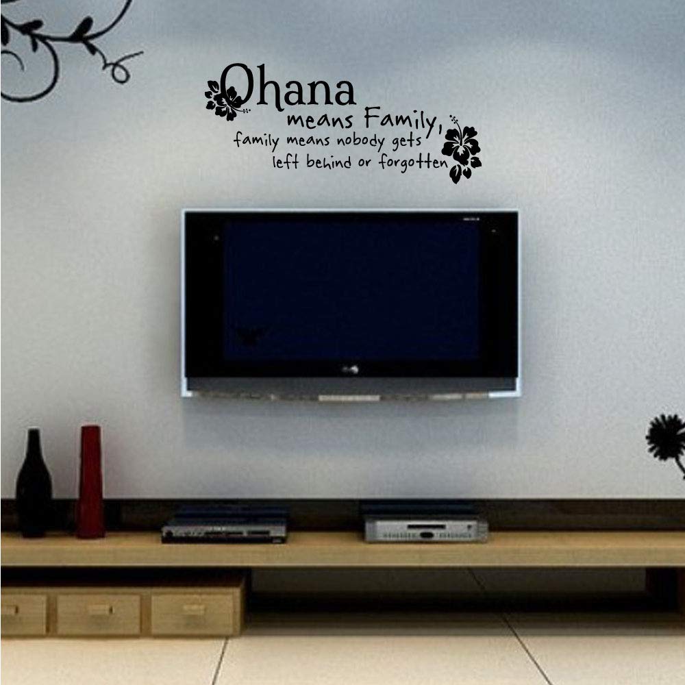 Ohana Means Family, Family Means Nobody gets Left Behind or Forgotten-Black Vinyl Wall Decal Lettering Quotes Wall Sayings