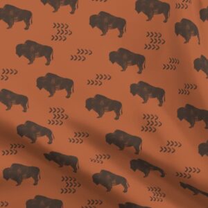 Spoonflower Fabric - Distressed Buffalo Brown Rust Bison Southwestern Trendy Boy Boho Printed on Petal Signature Cotton Fabric by The Yard - Sewing Quilting Apparel Crafts Decor