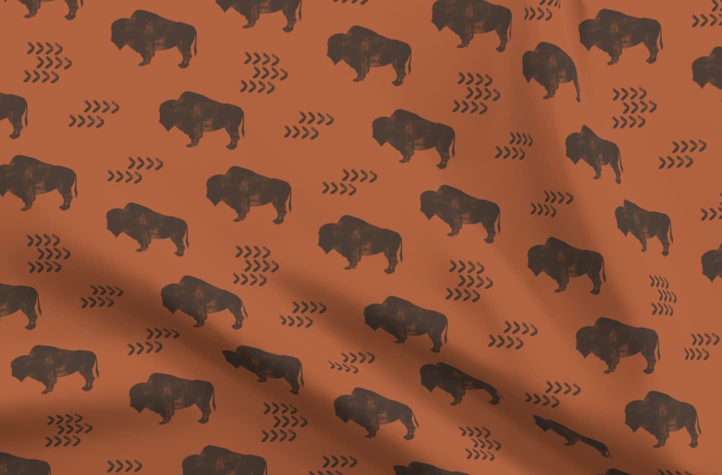 Spoonflower Fabric - Distressed Buffalo Brown Rust Bison Southwestern Trendy Boy Boho Printed on Petal Signature Cotton Fabric by The Yard - Sewing Quilting Apparel Crafts Decor