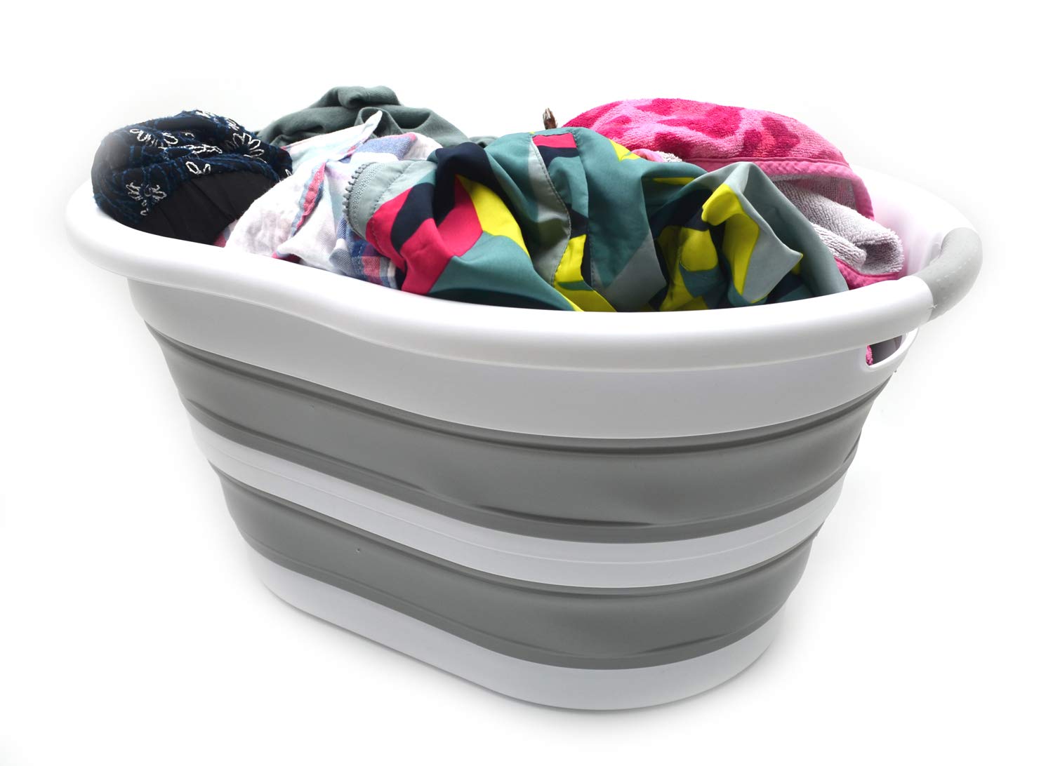 SAMMART 36L (9.5 gallon) Collapsible Plastic Laundry Basket - Oval Tub/Basket - Foldable Storage Container/Organizer - Portable Washing Tub - Space Saving Laundry Hamper