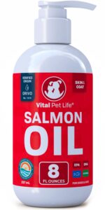 salmon oil for dogs & cats - healthy skin & coat, fish oil, omega 3 epa dha, liquid food supplement for pets, all natural, supports joint & bone health, natural allergy & inflammation defense, 8 oz