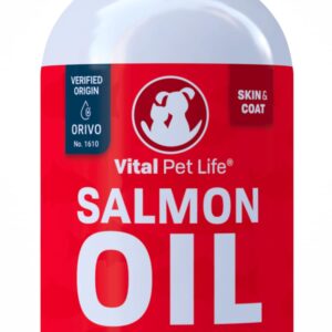 Salmon Oil for Dogs & Cats - Healthy Skin & Coat, Fish Oil, Omega 3 EPA DHA, Liquid Food Supplement for Pets, All Natural, Supports Joint & Bone Health, Natural Allergy & Inflammation Defense, 8 oz