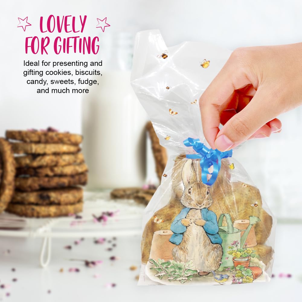 Anniversary House Official Beatrix Potter™ Peter Rabbit™ Treat Bags, BOPP Cellophane Bags, 12.5 x 28.5cm, Pack of 20, Including Twist Ties, Party Bags for Baby Showers, 1st Birthdays, M569