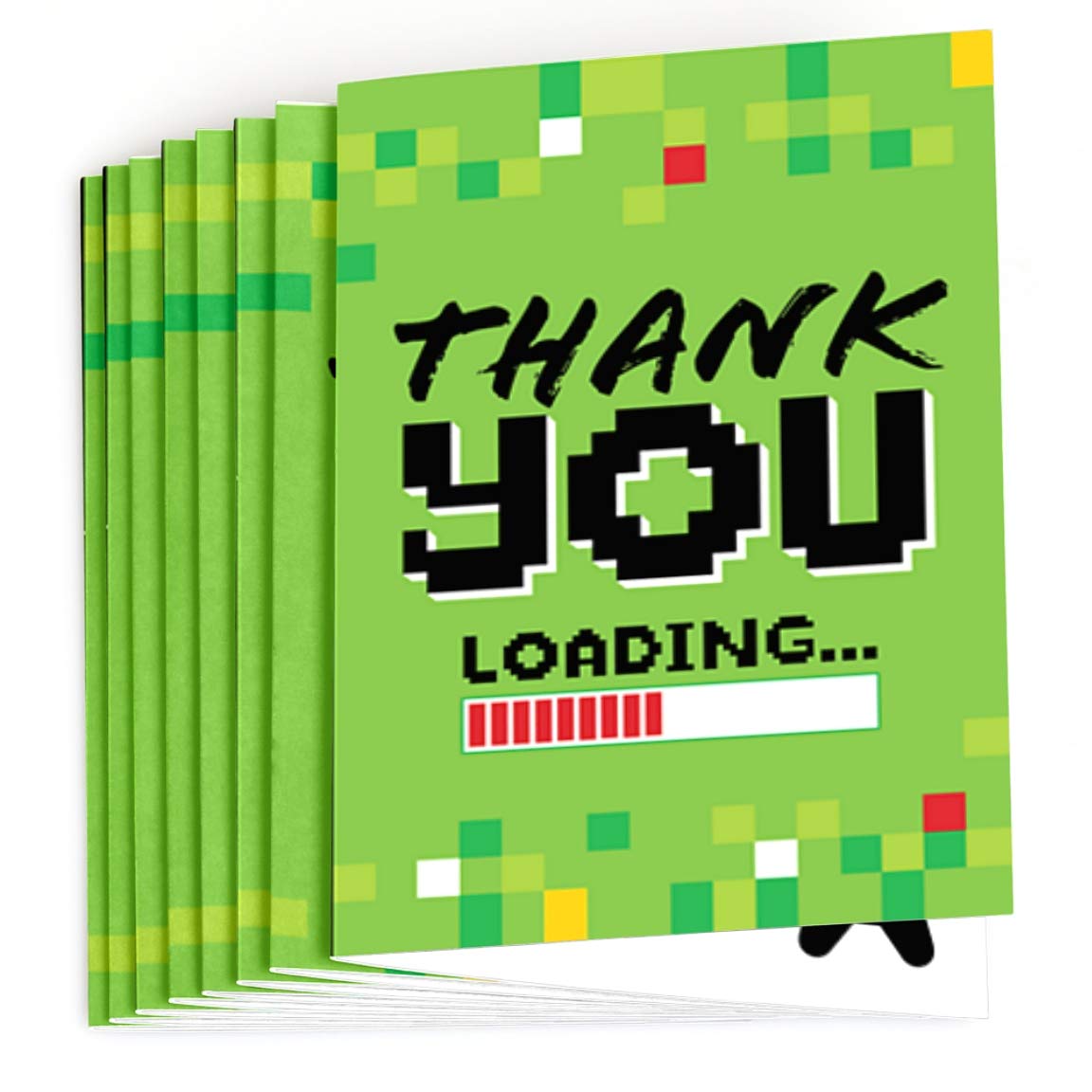 Big Dot of Happiness Game Zone - Pixel Video Game Party or Birthday Party Thank You Cards (8 count)