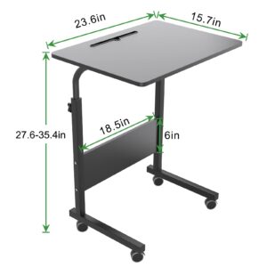 SogesHome 23.6'' Portable Computer Desk - Adjustable Standing Desk with Tablet Slot, Laptop Cart, and Mobile Bed Table, Black